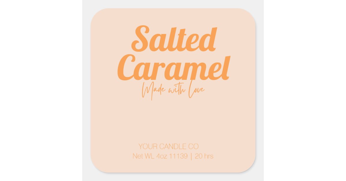 retro Salted Caramel square candle sticker | Zazzle