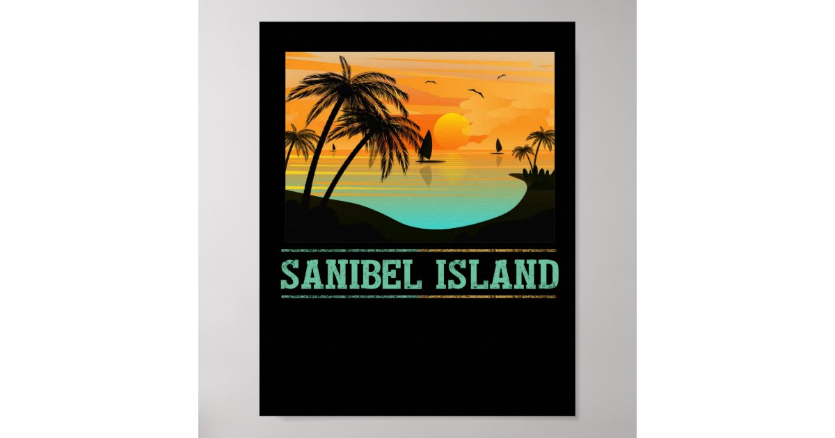 Retro Sanibel Island Florida Tropical Sunset Beach Poster | Zazzle