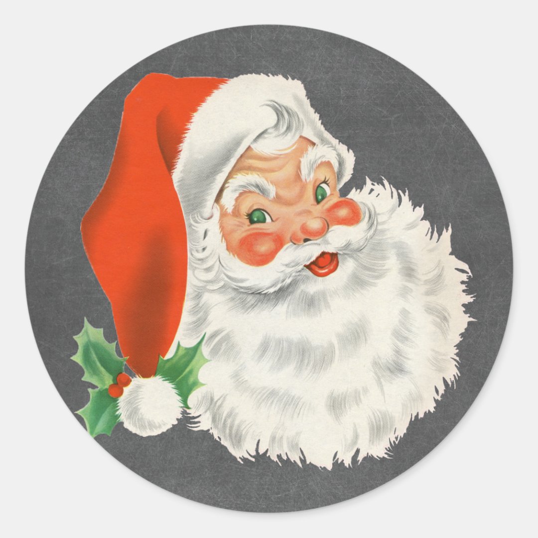Retro Santa Claus Chalkboard Christmas Stickers | Zazzle