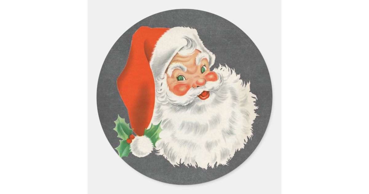 Retro Santa Claus Chalkboard Christmas Stickers | Zazzle