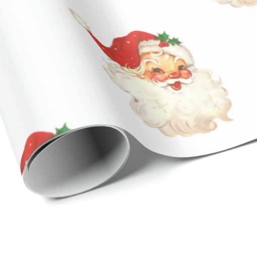 Retro Santa face Christmas wrapping paper | Zazzle