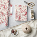 Retro Santa Vintage Red Christmas Tree Toile Wrap Wrapping Paper | Zazzle