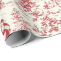 Retro Santa Vintage Red Christmas Tree Toile Wrap Wrapping Paper | Zazzle