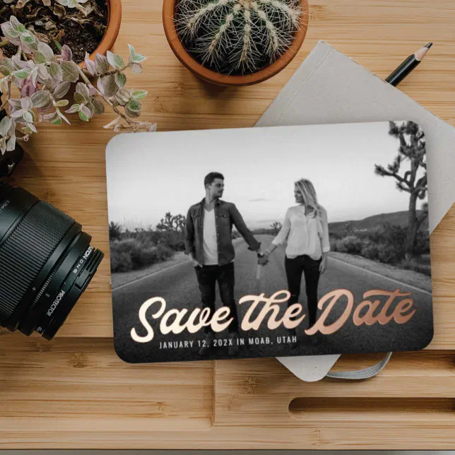 Retro Save the Date Foil Invitation | Zazzle