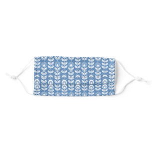 Retro Scandinavian Blue Pattern Fabric | Zazzle