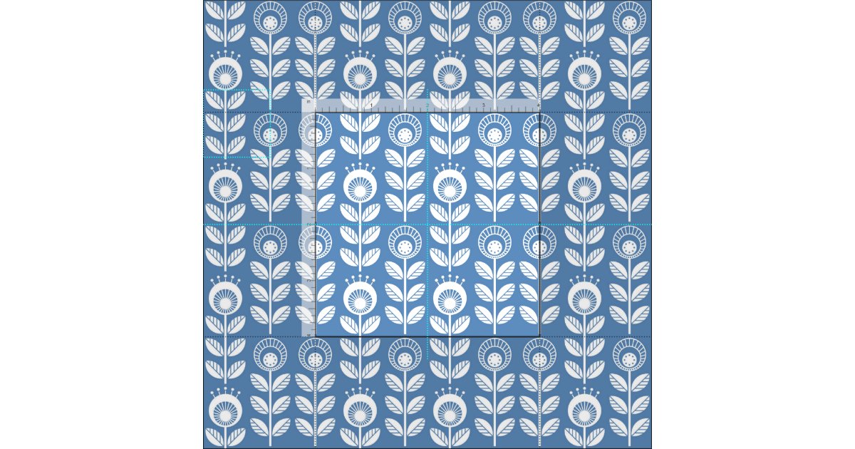 Retro Scandinavian Blue Pattern Fabric | Zazzle