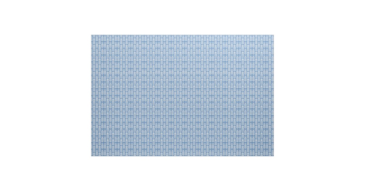 Retro Scandinavian Blue Pattern Fabric | Zazzle