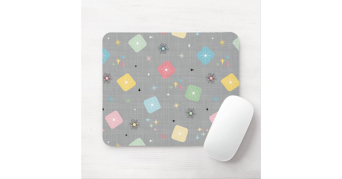 Retro Scattered Atomic Star Explosions Pattern Mouse Pad | Zazzle