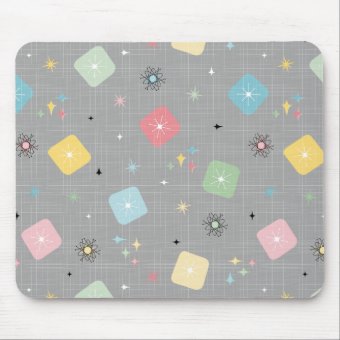 Retro Scattered Atomic Star Explosions Pattern Mouse Pad | Zazzle