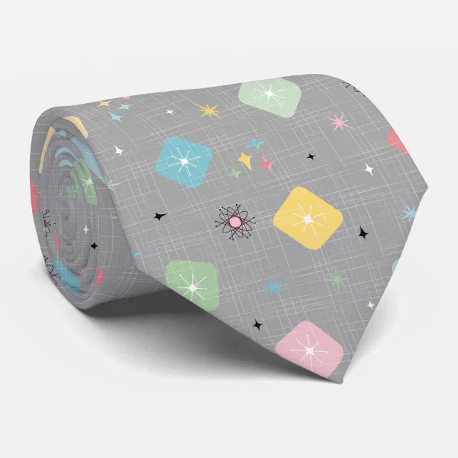 Retro Scattered Atomic Star Explosions Pattern Neck Tie | Zazzle