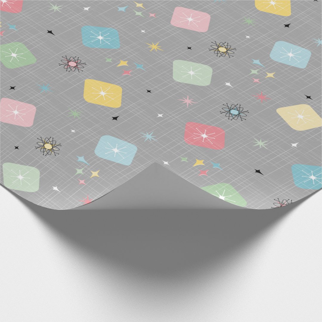 Retro Scattered Atomic Star Explosions Pattern Wrapping Paper | Zazzle
