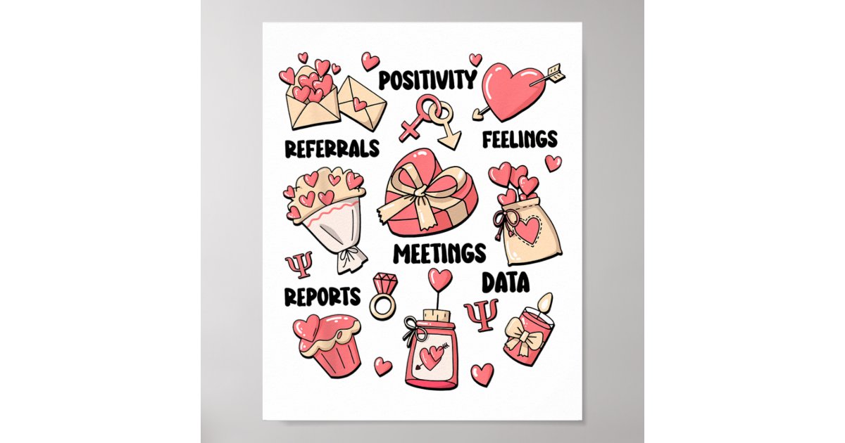 Retro School Psychologist Valentine Mental Health Poster | Zazzle