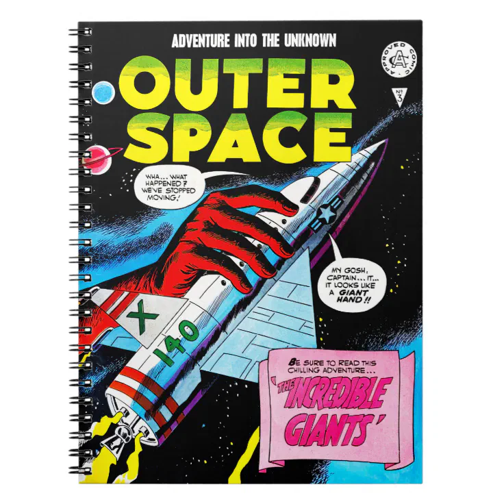 Retro Sci-Fi Adventure Outer Space Comics Cover Notebook | Zazzle