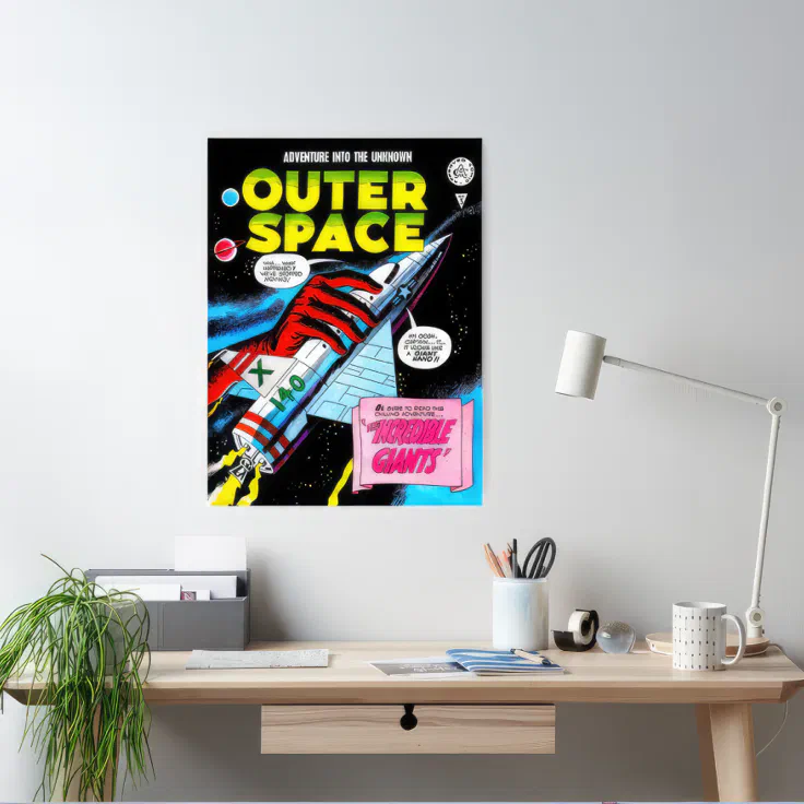 Retro Sci-Fi Adventure Outer Space Comics Cover Poster | Zazzle