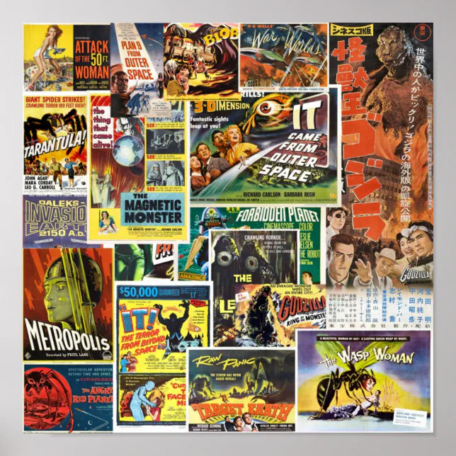 Retro Sci Fi Movies Collage Poster | Zazzle
