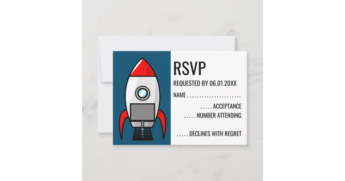 Retro Sci Fi Rocket RSVP card | Zazzle