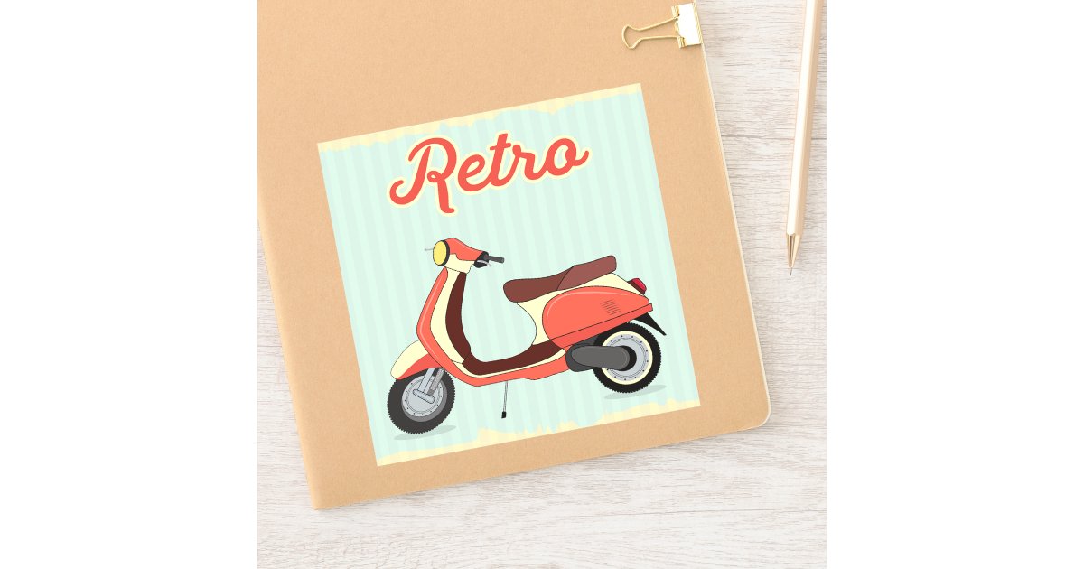 Retro Scooter Design Sticker | Zazzle