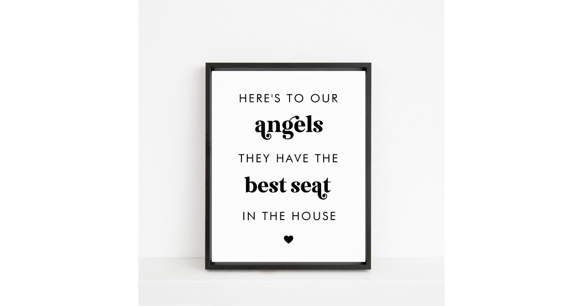Retro Script Angels In Memory Of Wedding Sign | Zazzle