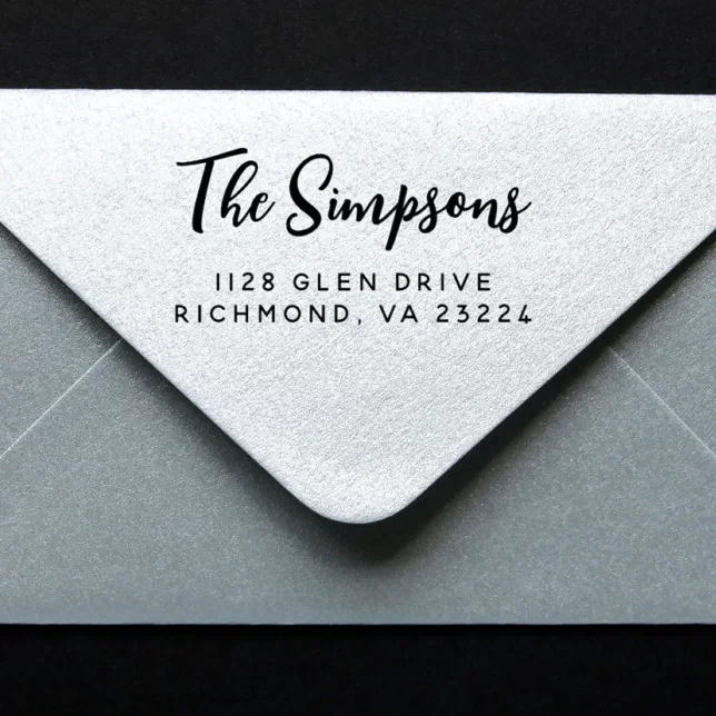 Retro Script Family Name Return Address Self-inking Stamp | Zazzle