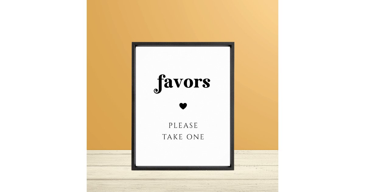 Retro Script Favors Please Take One White Sign | Zazzle