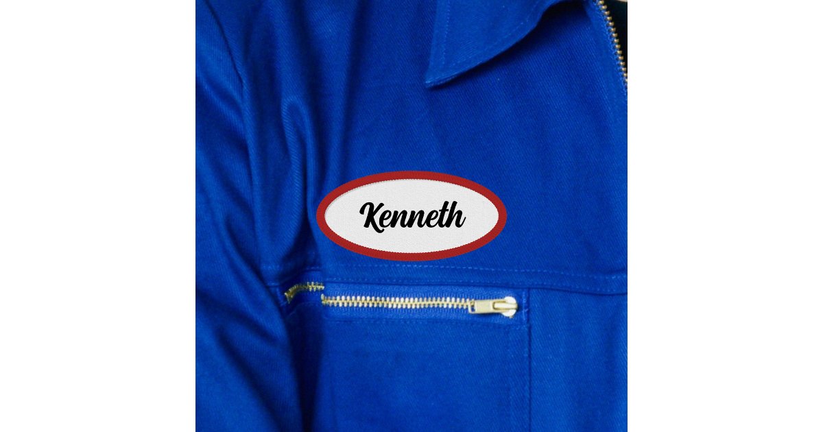 Retro Script Font Car Mechanic Staff Employee Name Patch | Zazzle