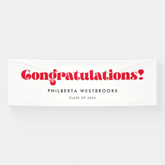 Retro script Graduation party Congratulations Banner | Zazzle
