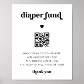 Retro Script Heart Diaper Fund Baby Shower Sign | Zazzle