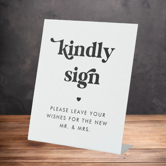 Retro Script Heart Kindly Sign Guest Book Wedding | Zazzle