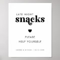 Retro Script Late Night Snacks Heart Wedding Sign | Zazzle