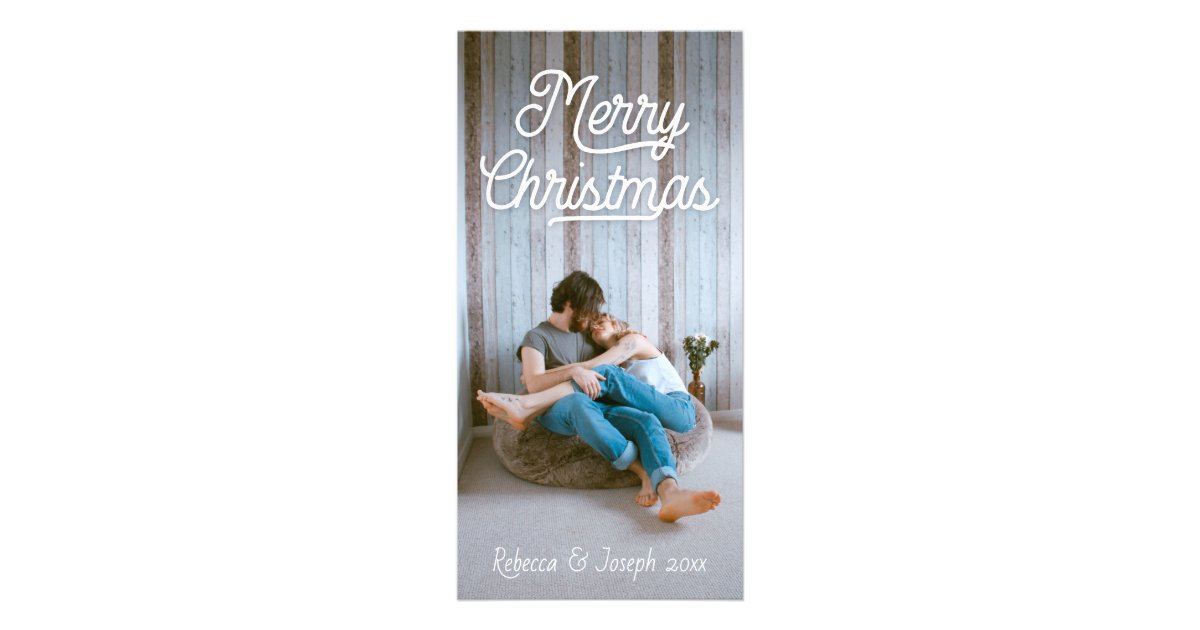Retro Script Merry Christmas Photo Card | Zazzle