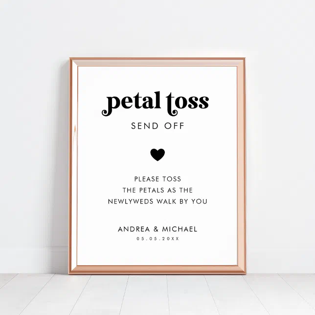 Retro Script Petal Toss Send Off Wedding Sign | Zazzle