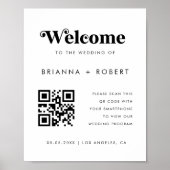 Retro Script QR Code Wedding Program Welcome Sign | Zazzle