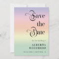Retro Script Rainbow LGBTQ Photo Gay Pride Wedding Save The Date | Zazzle