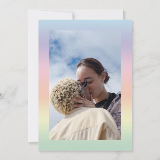 Retro Script Rainbow LGBTQ Photo Gay Pride Wedding Save The Date | Zazzle