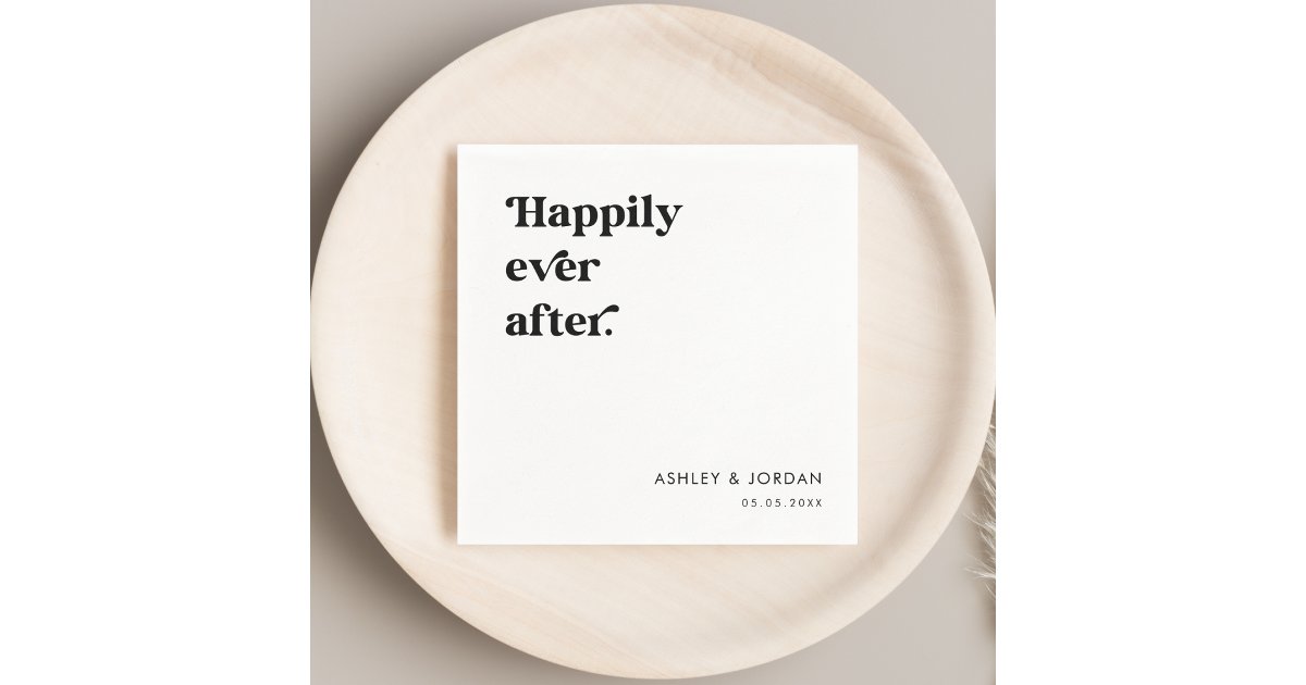 Retro Script Typography Happily Ever After Party Napkins | Zazzle