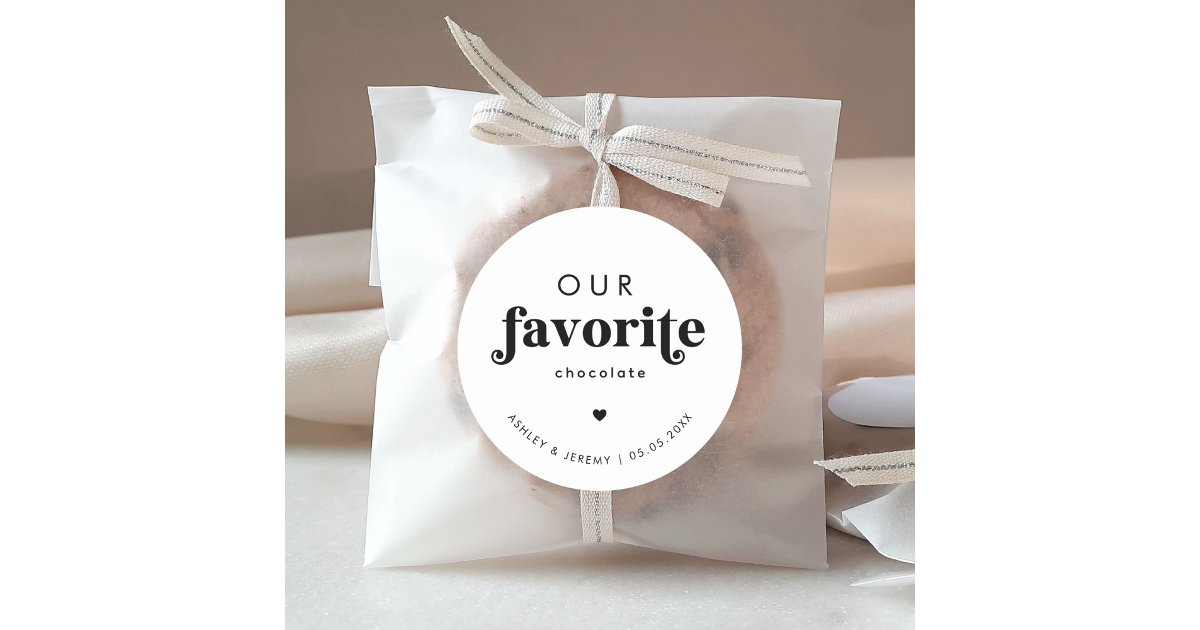 Retro Script Typography Our Favorite Wedding Favor Classic Round ...