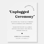 Retro Script Unplugged Ceremony Heart Wedding Sign | Zazzle