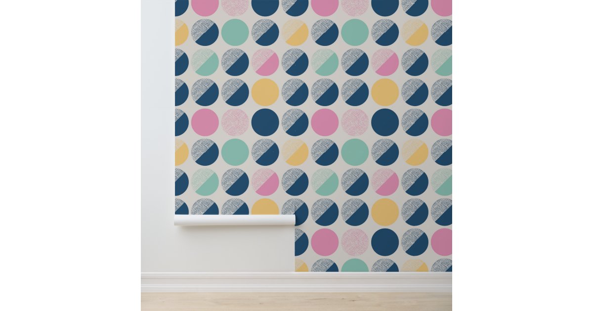 Retro Semi-Circle Pattern Wallpaper | Zazzle