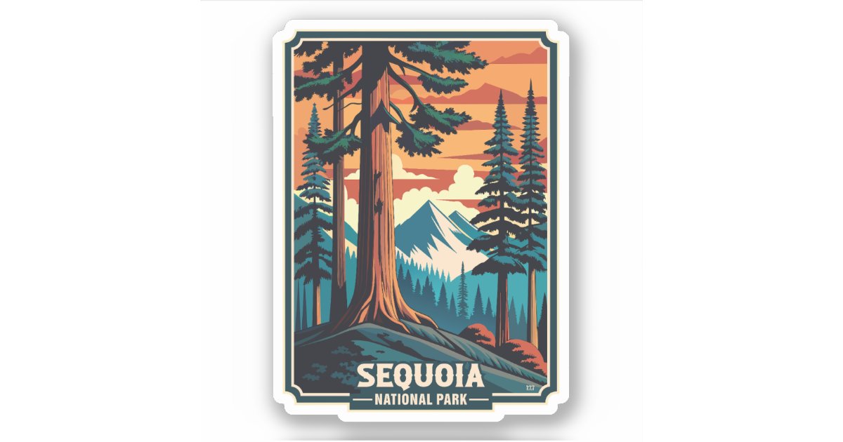 Retro Sequoia National Park Sticker | Zazzle