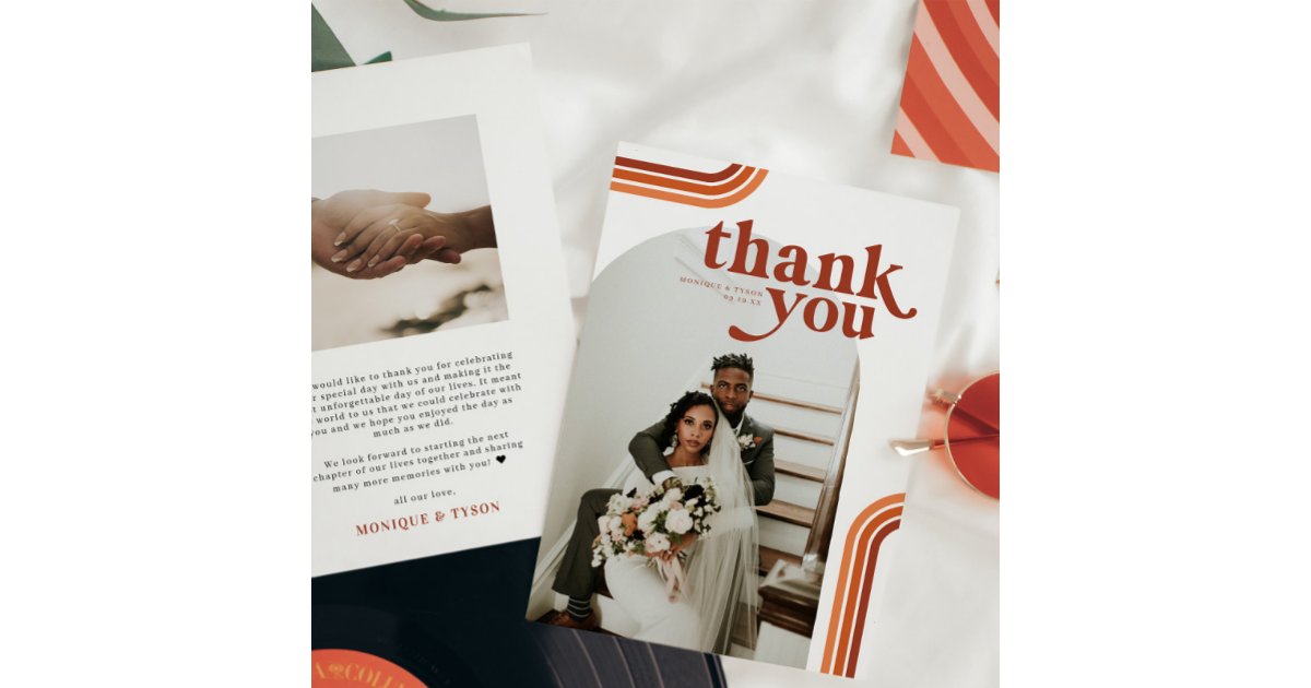 Retro Seventies | Photo Wedding Thank You | Zazzle