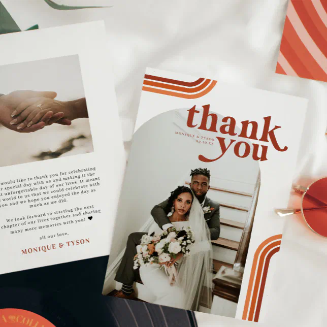 Retro Seventies | Photo Wedding Thank You | Zazzle