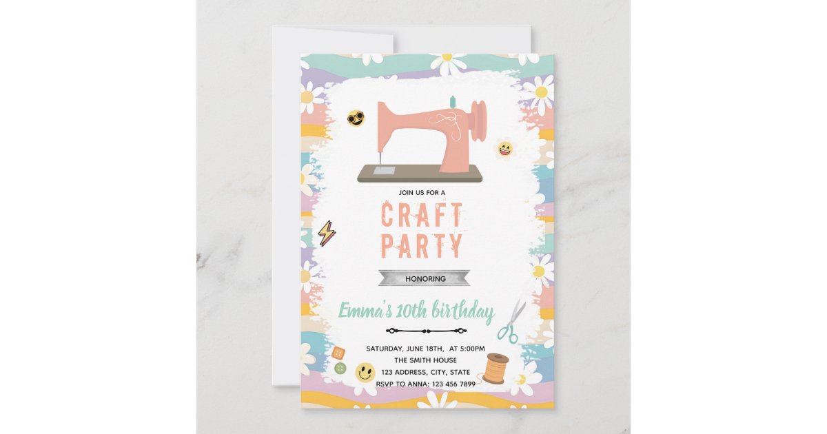 Retro sewing birthday Invitation | Zazzle
