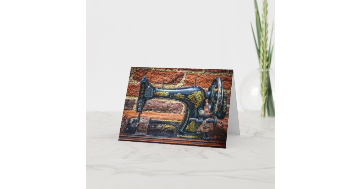 Retro Sewing Machine Card | Zazzle