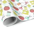 Retro Sewing Theme Pattern Wrapping Paper | Zazzle