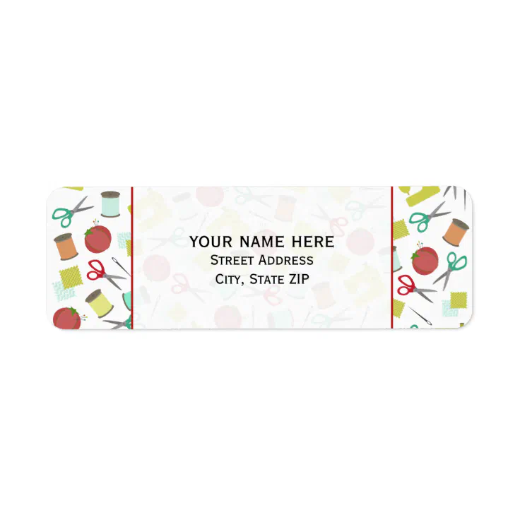 Retro Sewing Themed Address Label | Zazzle