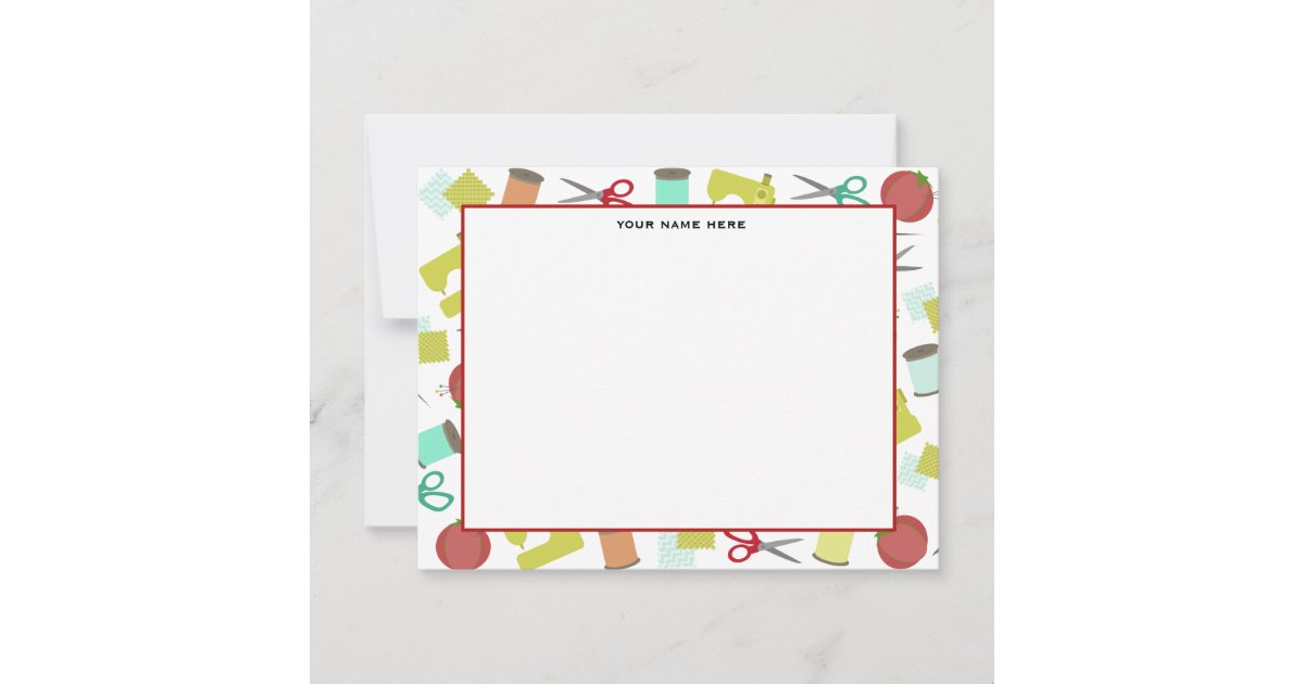 Retro Sewing Themed Flat Notecards | Zazzle
