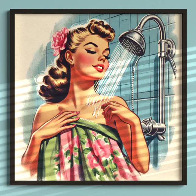 Retro Shower Pin Up Poster | Zazzle