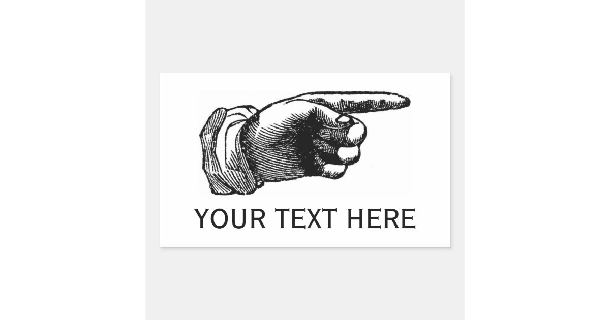 Retro sign: Vintage hand pointing finger to notice Rectangular Sticker ...