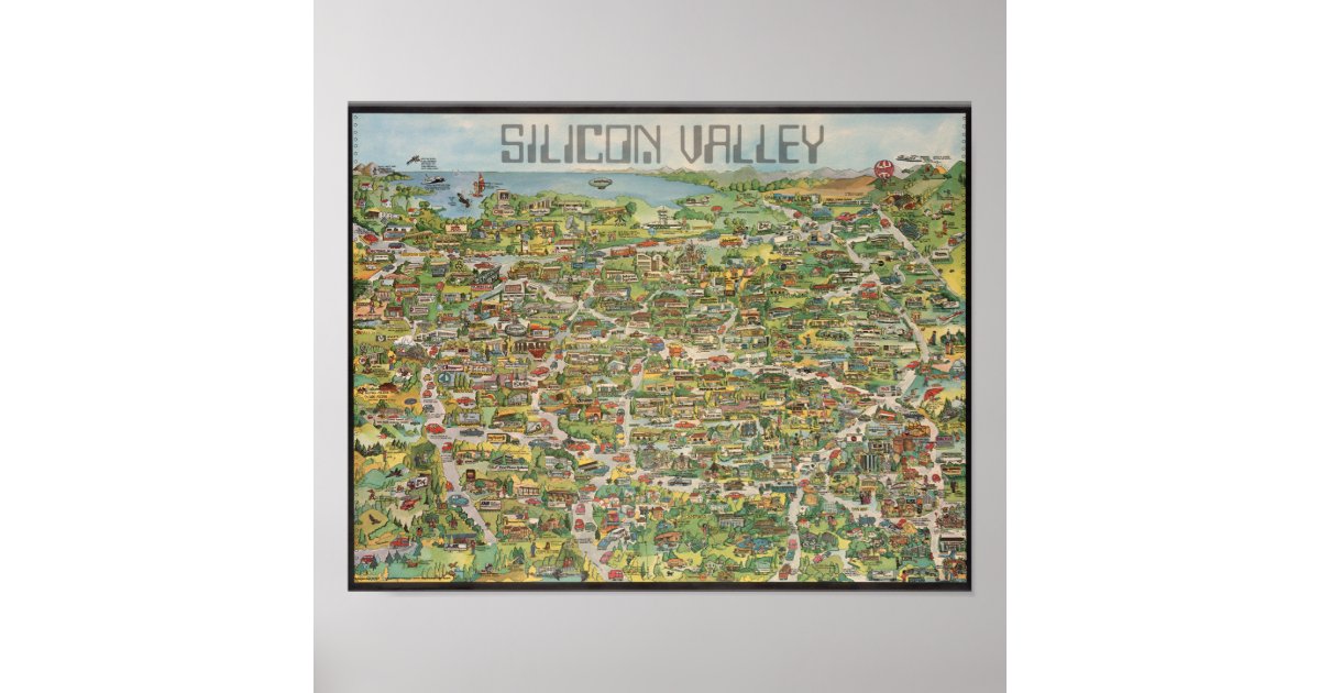 Retro Silicone Valley Map Poster | Zazzle