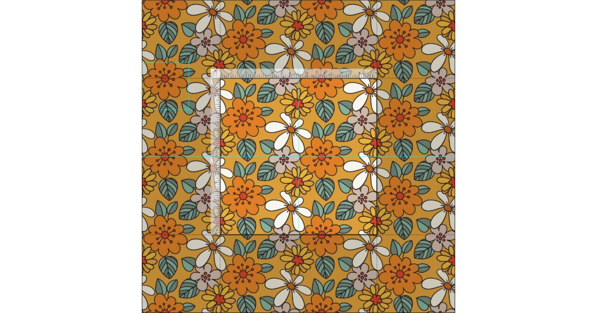Retro Simple Floral Pattern Fabric | Zazzle